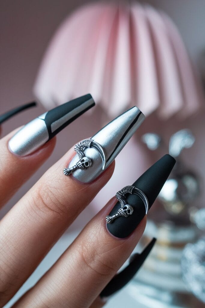 18 Goth Nail Ideas with Charms - Gloomy Girlz