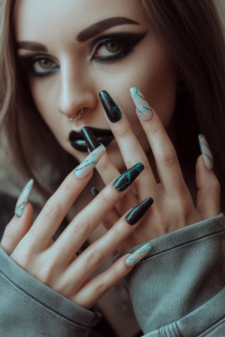 20 Long Goth Nail Ideas - Gloomy Girlz