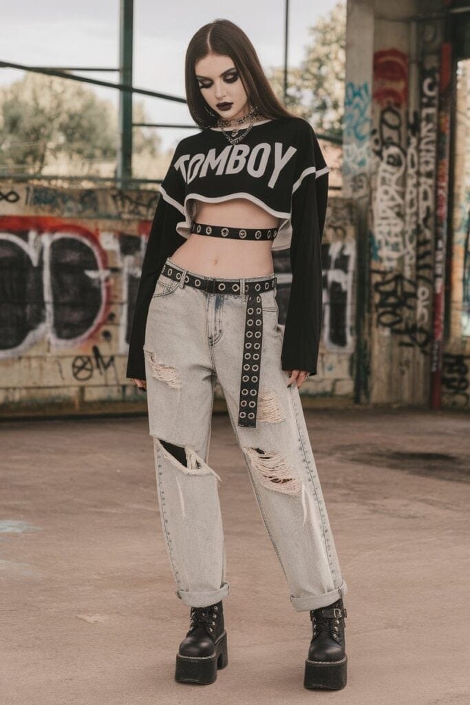 30 Goth Outfit Ideas with Jeans - Gloomy Girlz