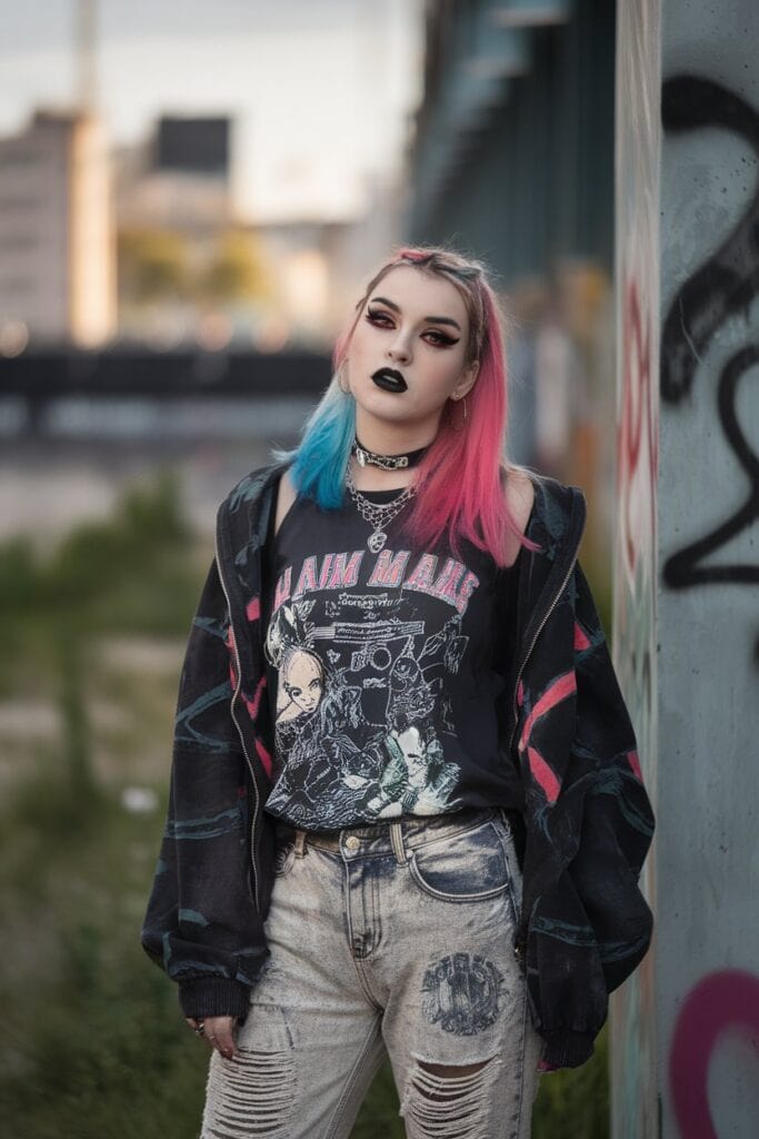 30 Goth Outfit Ideas with Jeans - Gloomy Girlz