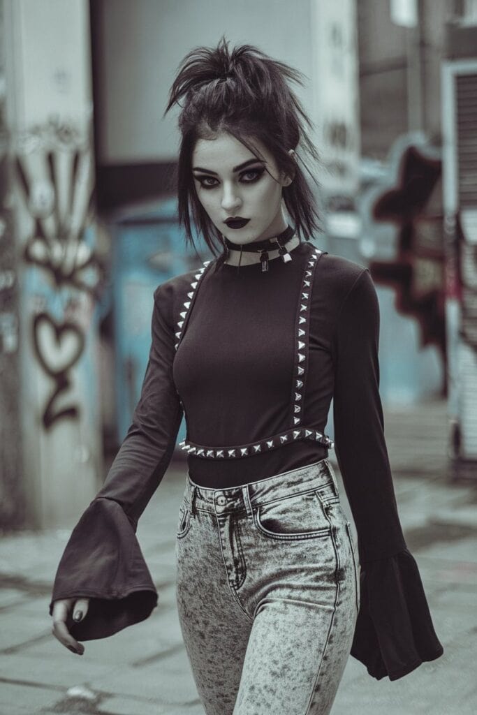 30 Goth Outfit Ideas with Jeans - Gloomy Girlz